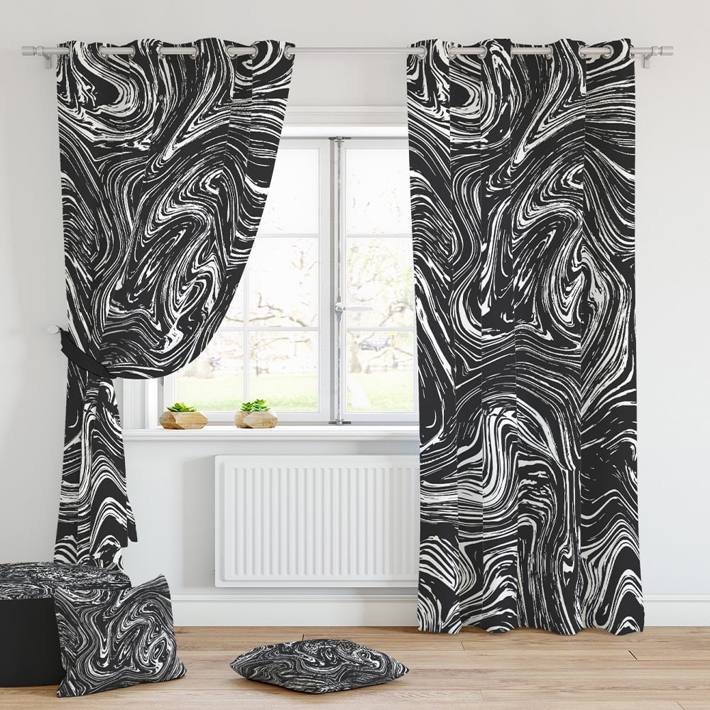 Fashnice 2Pcs 2Pc Privacy Window Curtain Energy Efficient Thick Solid ...