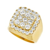 Mens 14K Yellow Gold Real Diamond Square Pinky Ring 4CT - Walmart.com