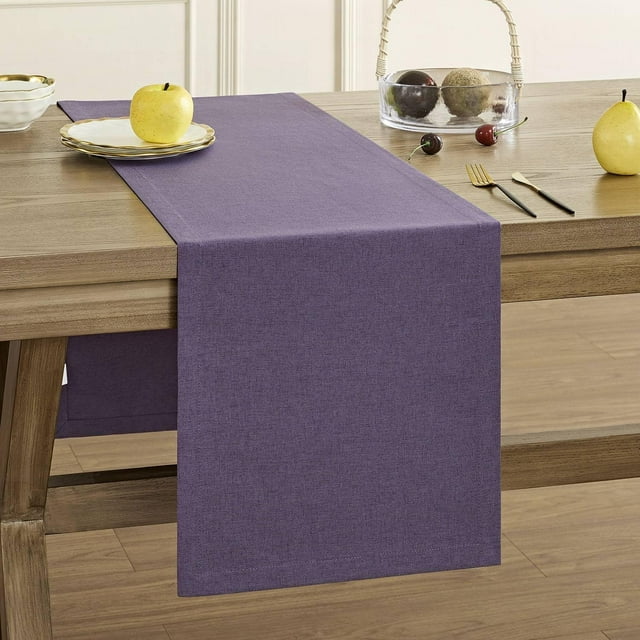 shiyou-Basic Linen Style Table Runner, 14 x 90 Inch Dark Purple ...