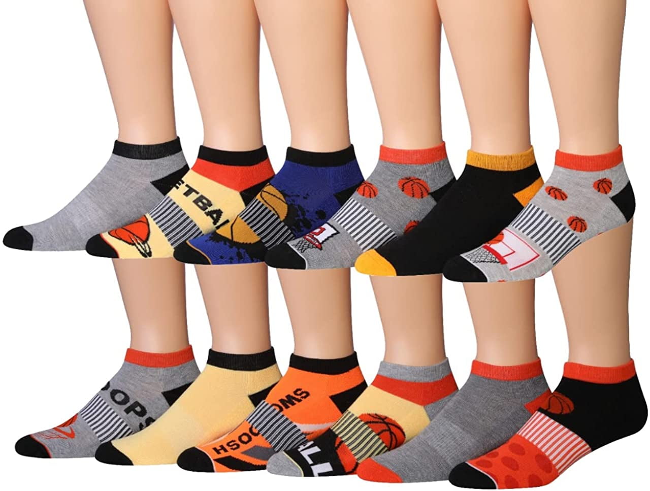 James Fiallo Men's 12-Pairs Performance Low Cut Athletic Sport Socks ...