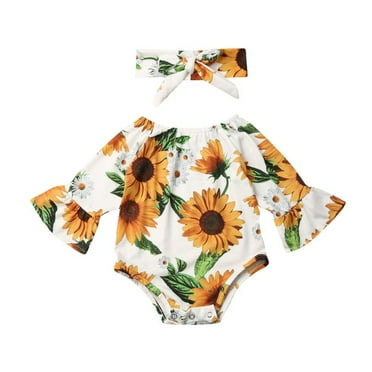 Canis Newborn Infant Toddler Baby Girls Clothes Flower Jumpsuit Romper Bodysuit + Headband ...