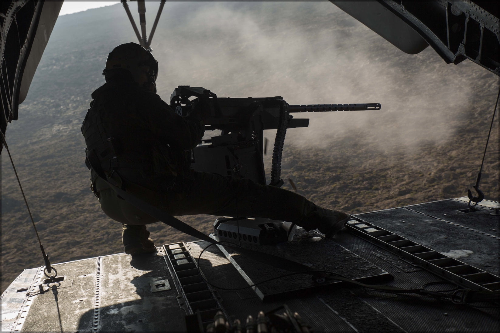 24"x36" Gallery Poster, usmc .50 caliber machine gun CH-53E Super ...