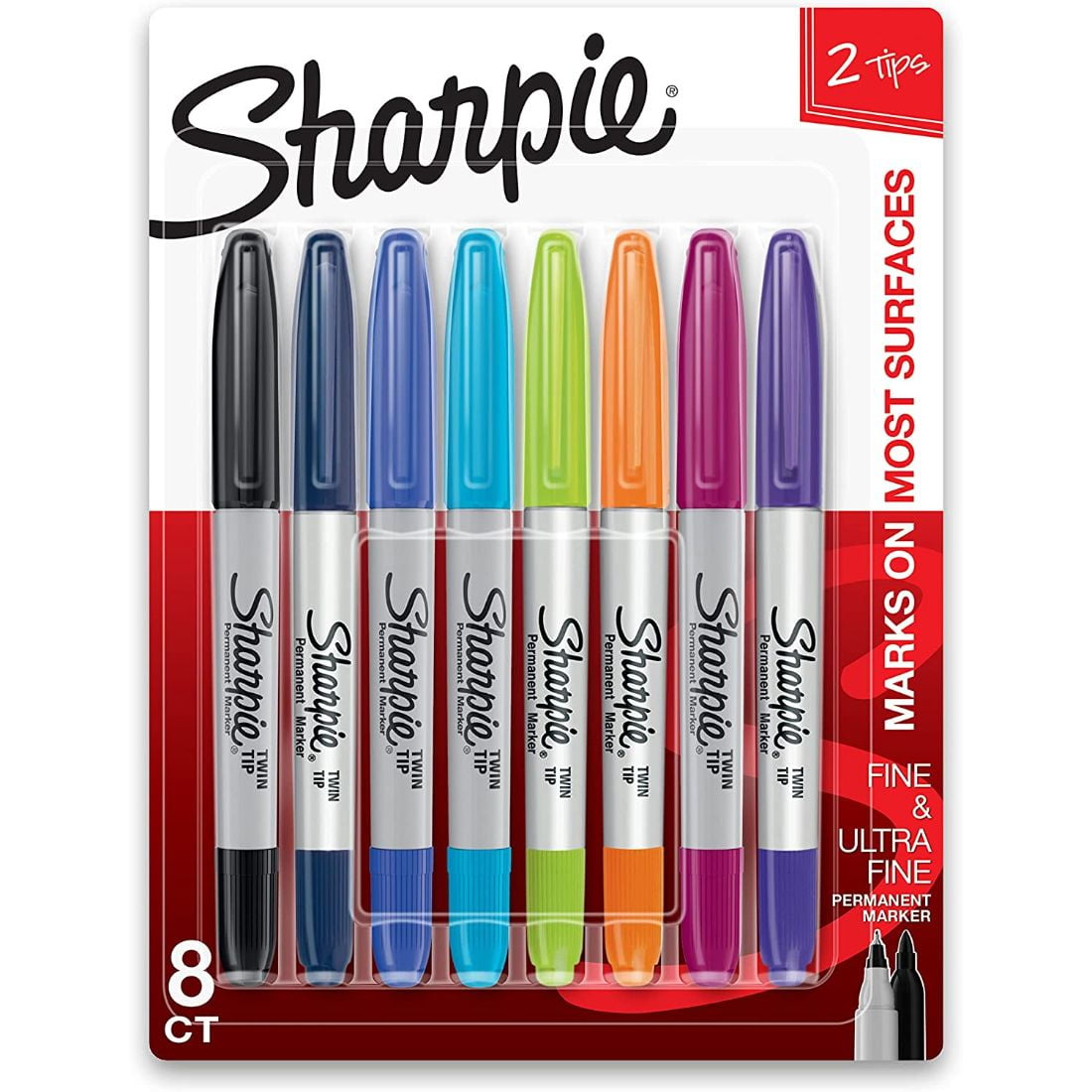 Marcador Permanente Sharpie Doble Punta 8 pzas Sharpie Marcadores ...