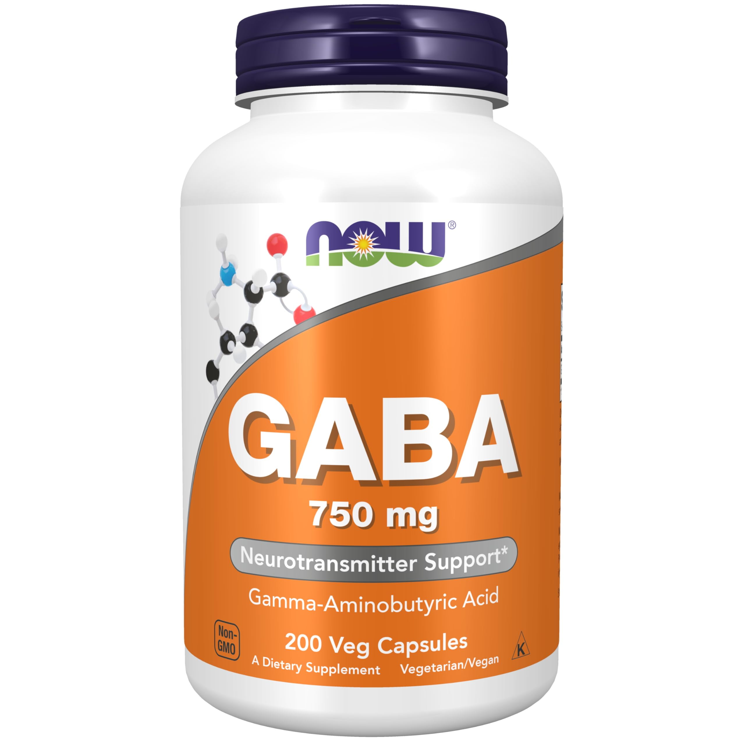 Supplement NOW GABA (ácido gamma-aminobutírico) 750 mg 200 cápsulas ...