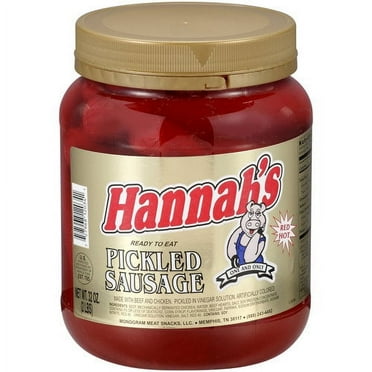 Hannah's Delicious Red Hot Pickled Sausages, Ready to Eat, 32 oz Jar ...