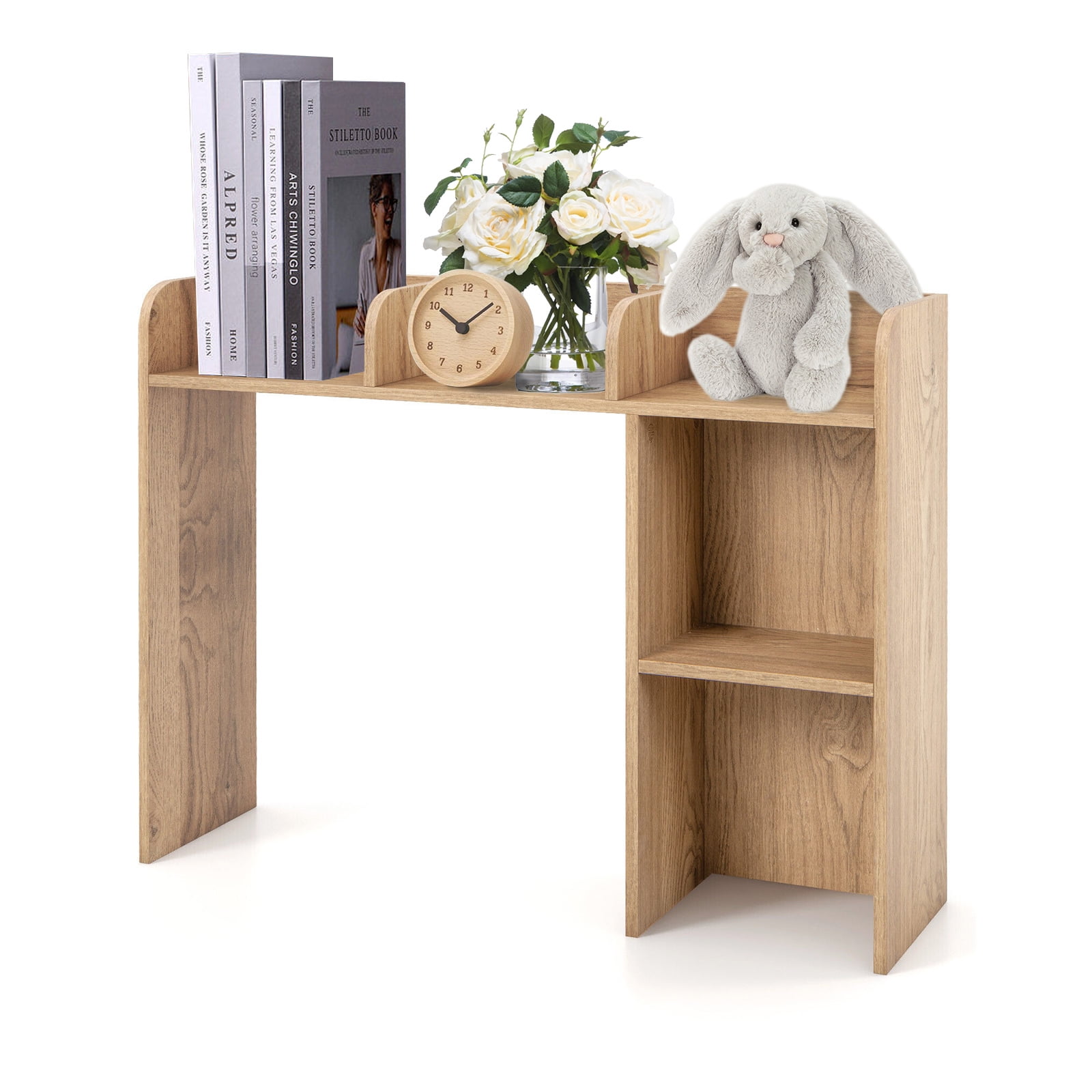 FONIRRA Wood Desk Bookshelf, Desktop Organizer Display Office Shelves ...