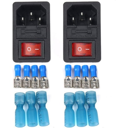 2pcs Male Power Socket 6A 250V AC 10A 125VAC Inlet Module Plug 5A Fuse ...