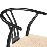 Yaheetech Set of 2 Modern Weave Arm Chairs, Solid Metal Frame, Black ...