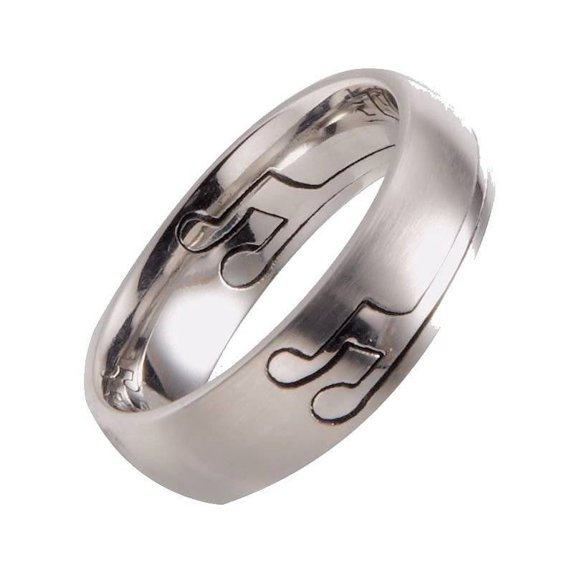 6mm Musical Note Puzzle Ring 316L Surgical Stainless Steel Band ...