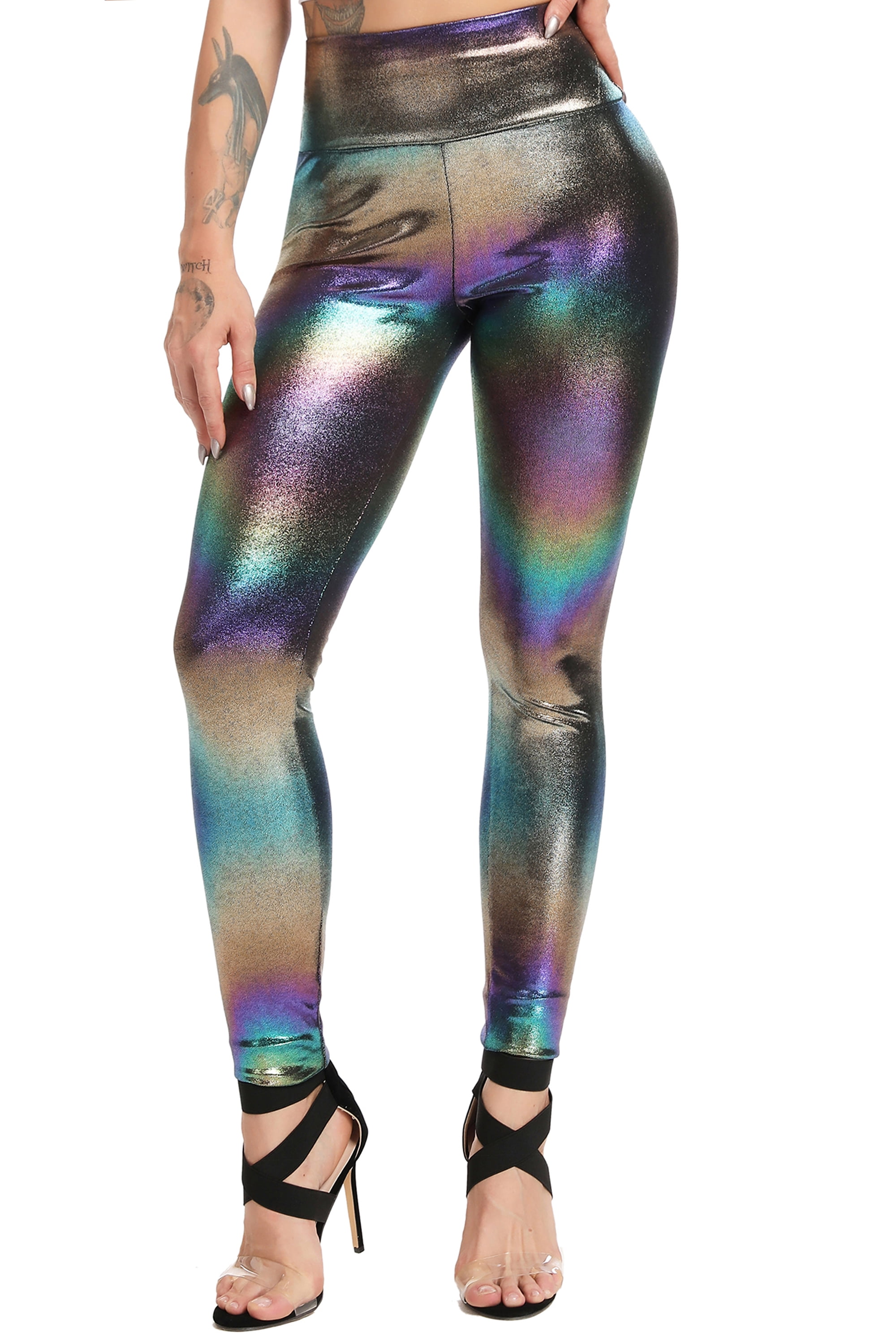 Cross1946 Women Faux Leather Leggings Pants Pu Elastic Shaping Hip Push