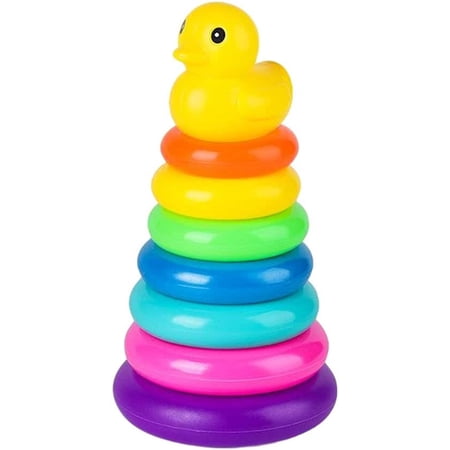 Stacking Rings Toy, Stack Ring Tower Infant Building Blocks Rainbow ...