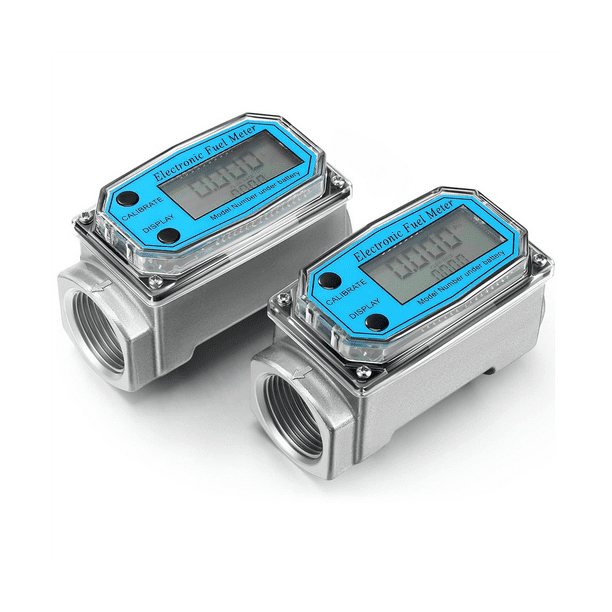 Winyuyby 2Pcs Digital Turbine Flow Meter 1 Inch Fuel Flow Meter Gas Oil Fuel Flow Meter Water ...
