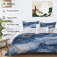 Abstract Marble Texture Pattern Queen Size Bed Set,Blue Gold Gradient ...