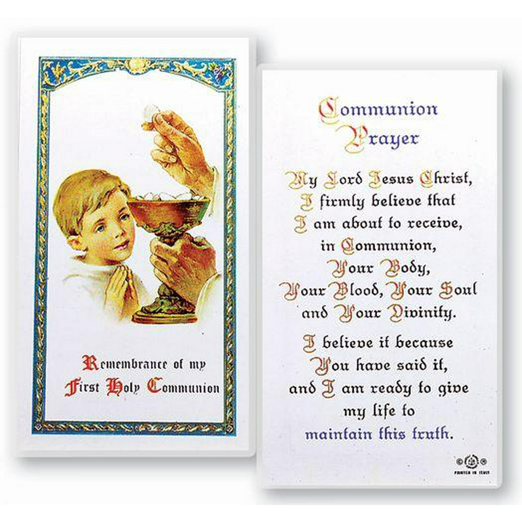 First Communion Prayer Cards