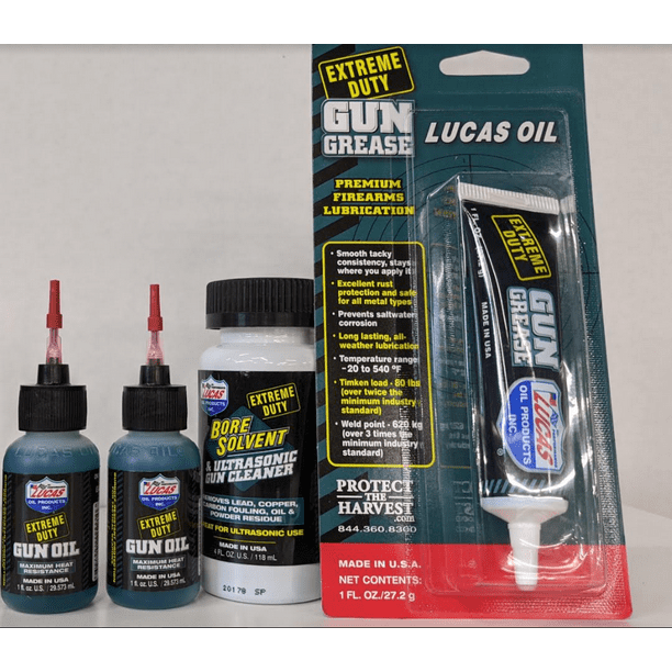 LUCAS OIL Gun Rifle Cleaning Oil Kit Bundle with Grease, Oil & Bore ...