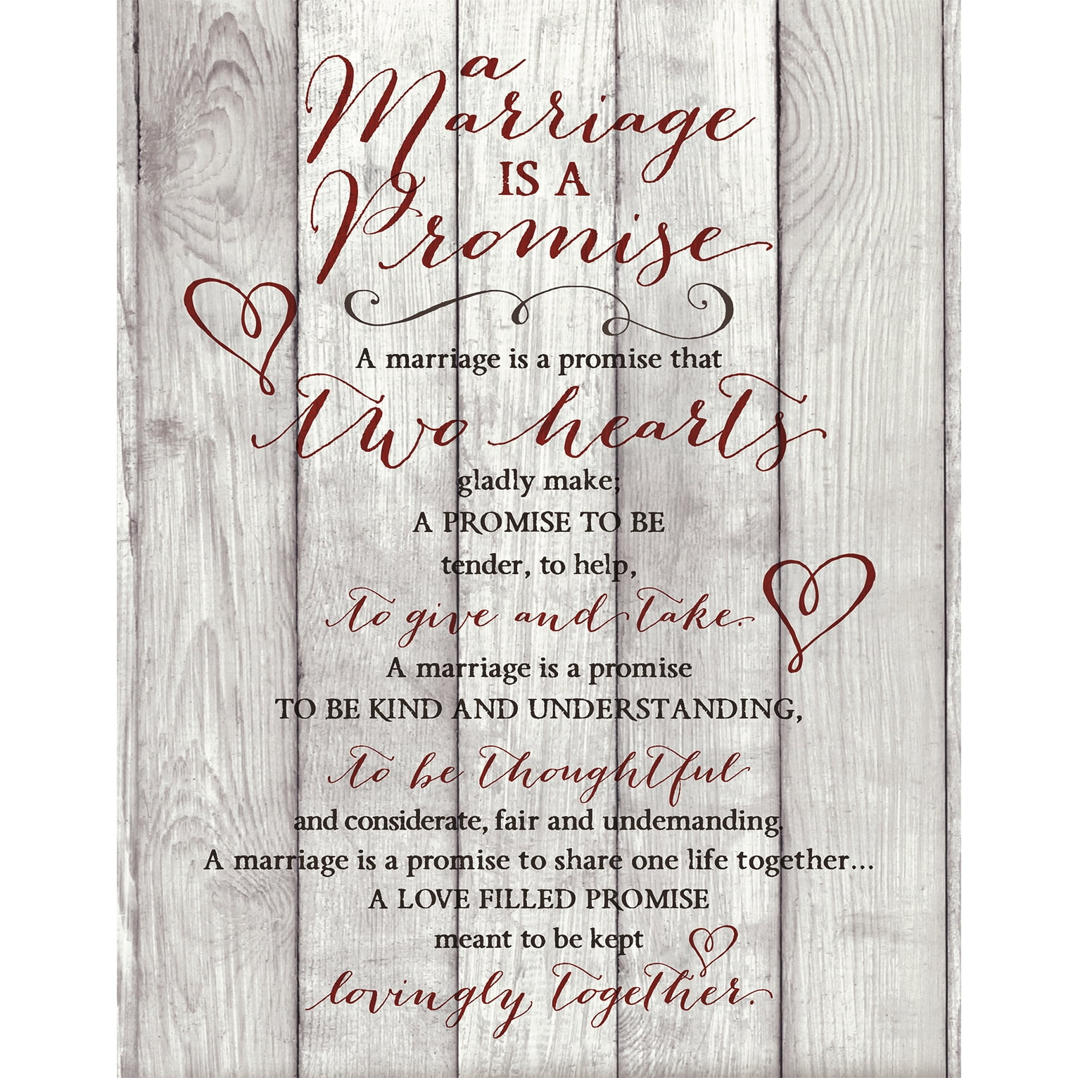 Dexsa Marriage Promise Prayer Wood Plaque with Inspiring Quote 11.75 in ...