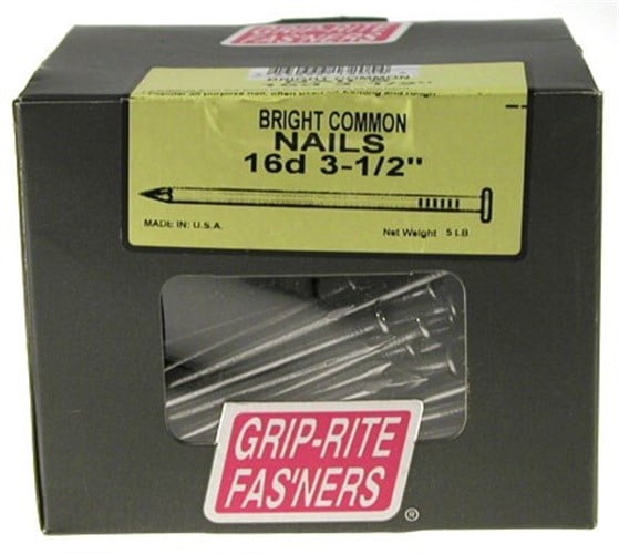Grip-Rite 8 gauge x 3-1/2 in. Bright Smooth Shank Common Nail (5 lb ...