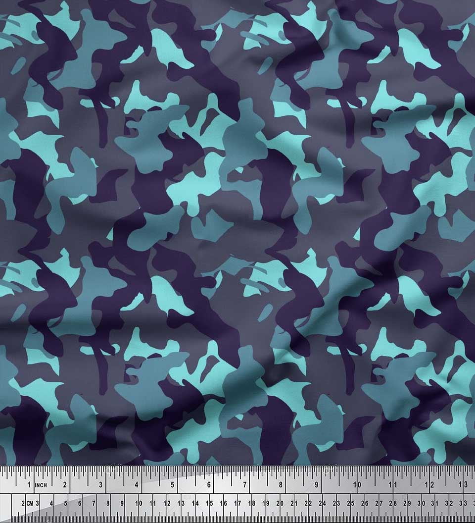 Soimoi Crepe Silk Fabric Two Tone Camouflage Print Fabric by the Yard ...