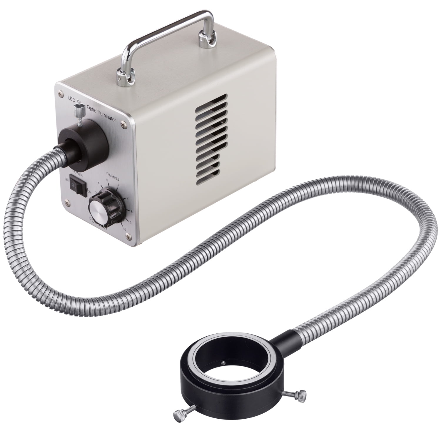AmScope 50W LED Fiber Optic O-Ring Light Microscope Illuminator New ...
