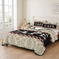 Cafe Words on Black Background 3 Pieces Quilt Set,1 Quilt with 2 Shams ...