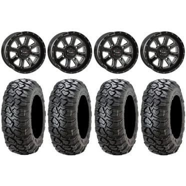 Raceline Krank 14" Bronze Wheels 28" Intimidator Tires Can-Am Commander ...