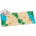 Blue Wood Beach Starfish Rectangle Rug 2'x6' Turquoise Monstera Leaves ...