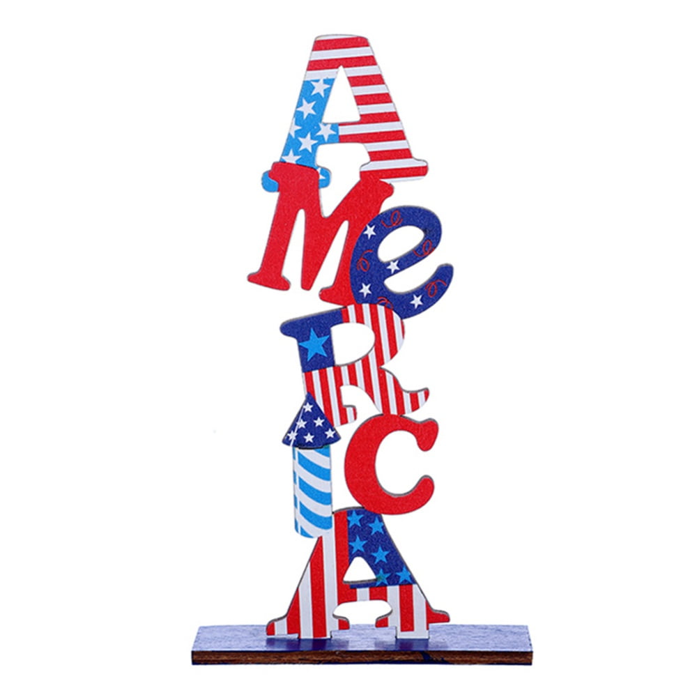 1Pcs Patriotic Table Decoration Signs Memorial Day Table Decor Wooden ...