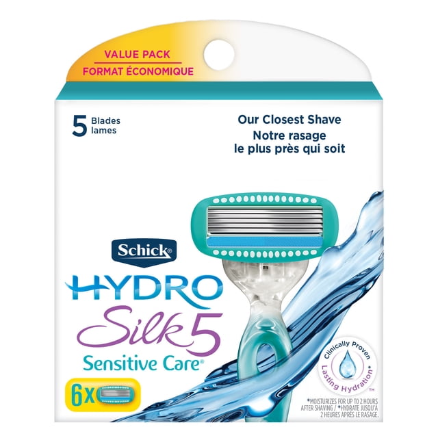 Schick Hydro Silk 5 Sensitive Care Women's Razor Blade Refills, 6 Ct ...