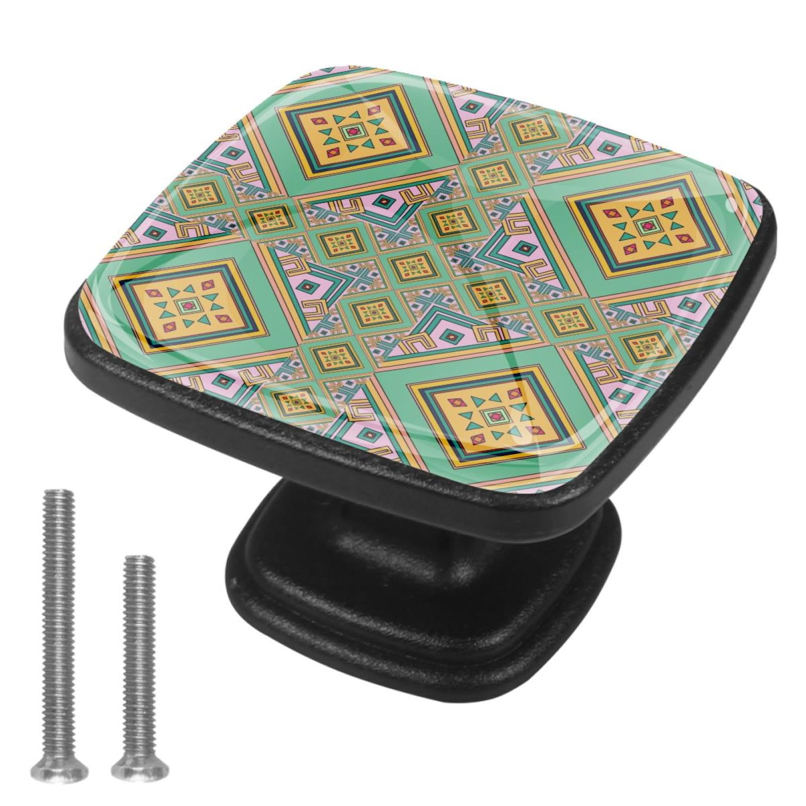 4 Pcs Cabinet Handle Drawer Pulls Geometry Knobs with Screws Square ...