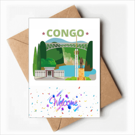City Statue Building Congo Welcome Back Greeting Cards Envelopes Blank ...