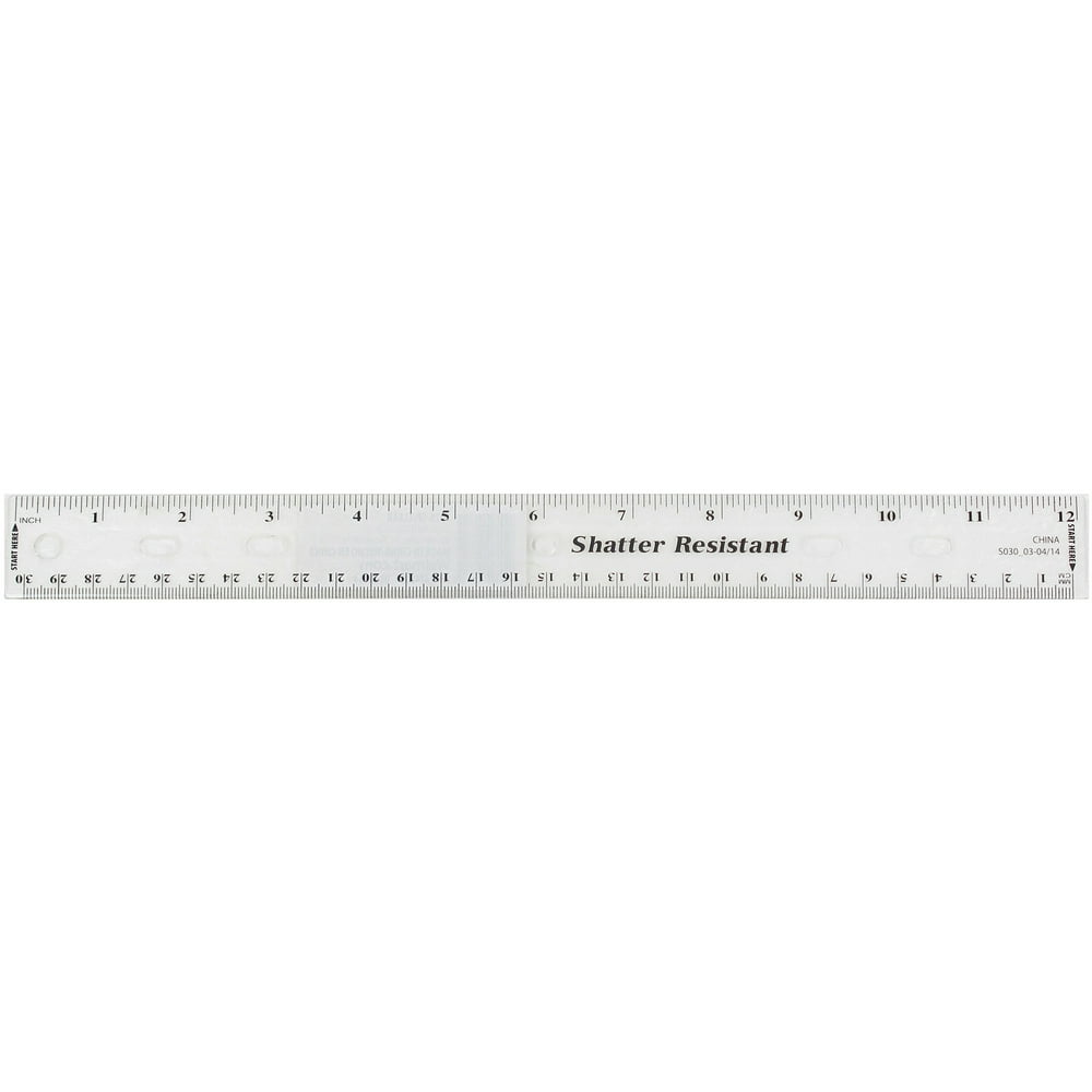 12" Shatter-Resistant Binder Ruler, Available in Multiple Colors ...