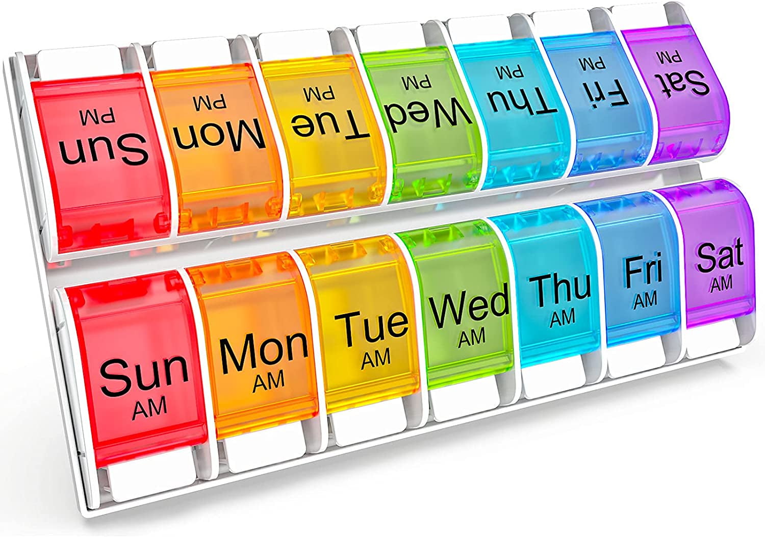 Buy 7 Days AM PM Pill Organizer - 2 Times a Day Large Weekly Pills Case ...