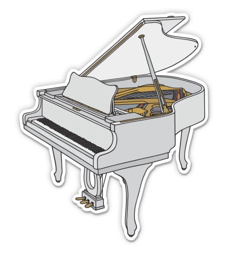 Grand Piano White - 12" Vinyl Sticker Waterproof Decal - Walmart.com