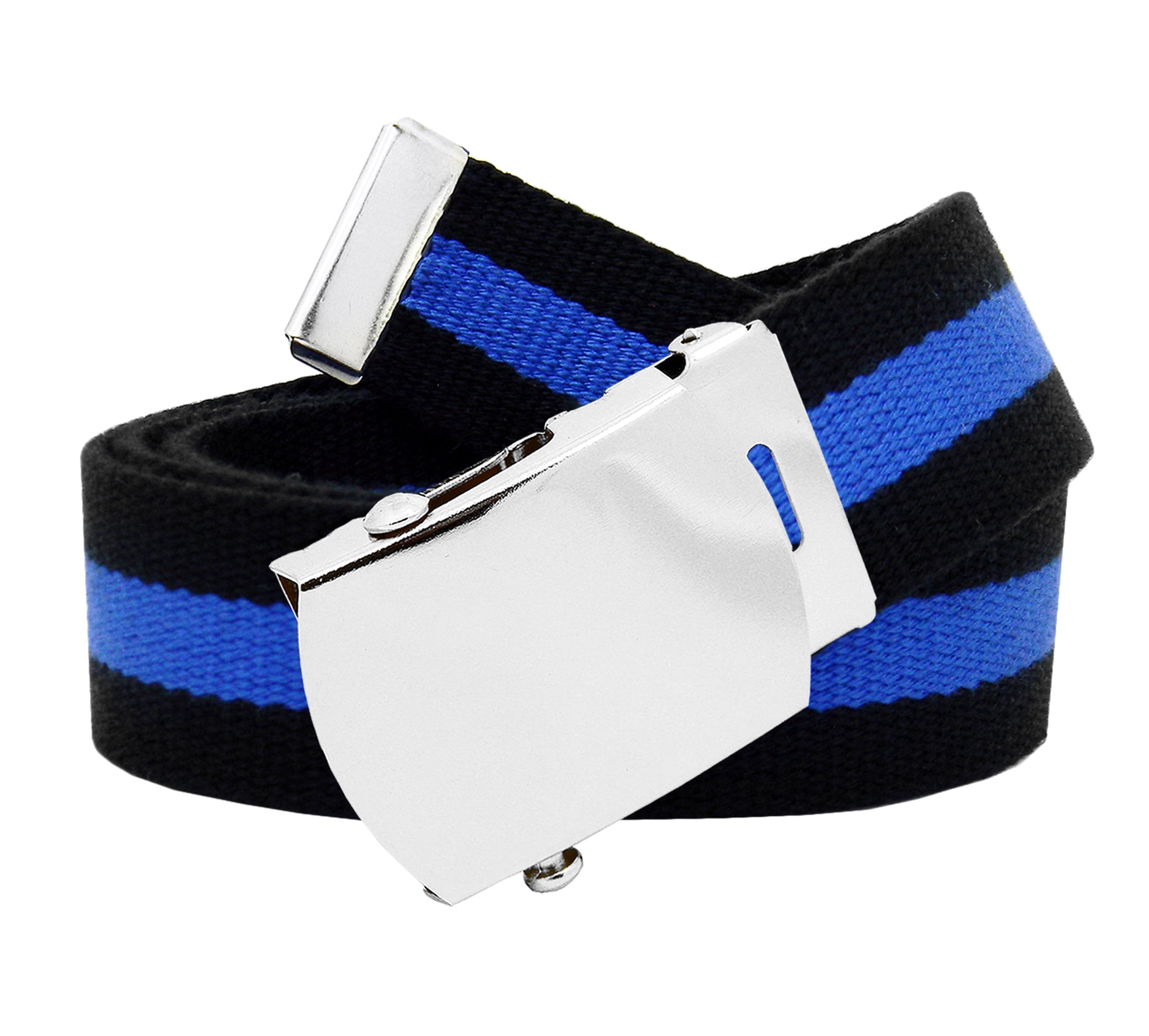 Men's Classic Silver Slider Military Belt Buckle with Canvas Web Belt ...