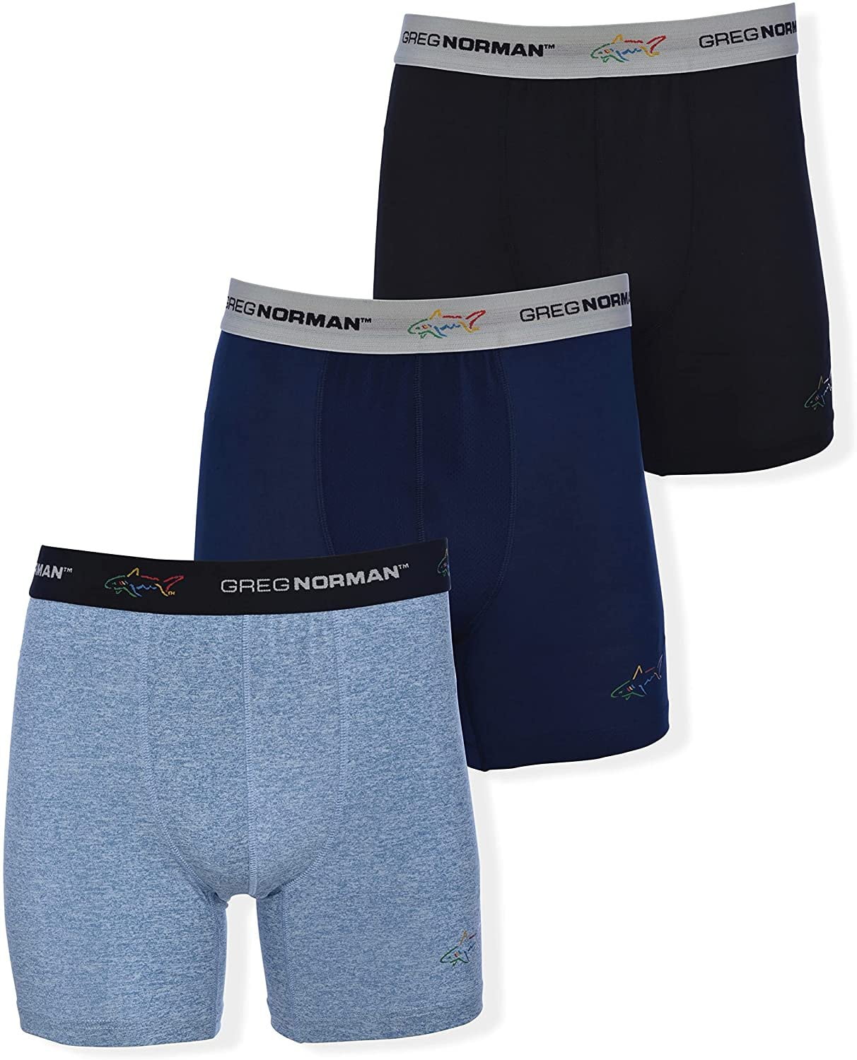 Greg Norman Mens Boxer Briefs - Performance 3-Pack Tagless Spandex Golf ...