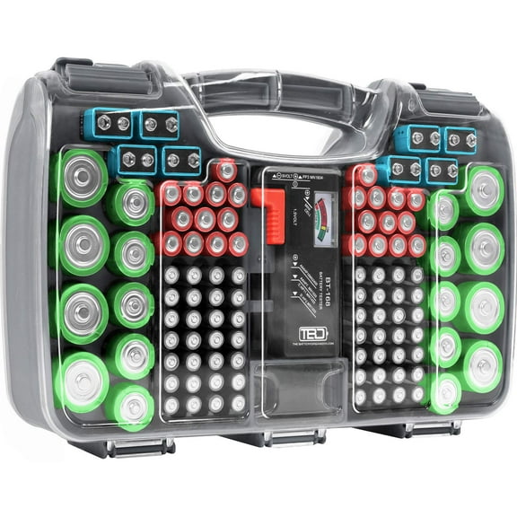 Battery Daddy, Double-Sided Battery Storage System with Tester, Holds ...