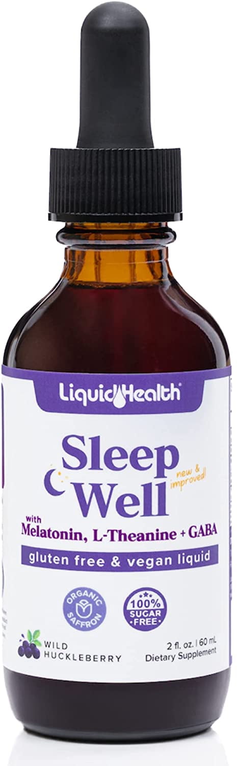 LIQUIDHEALTH Sleep Well Liquid Sleep Supplement Melatonin Drops Natural ...