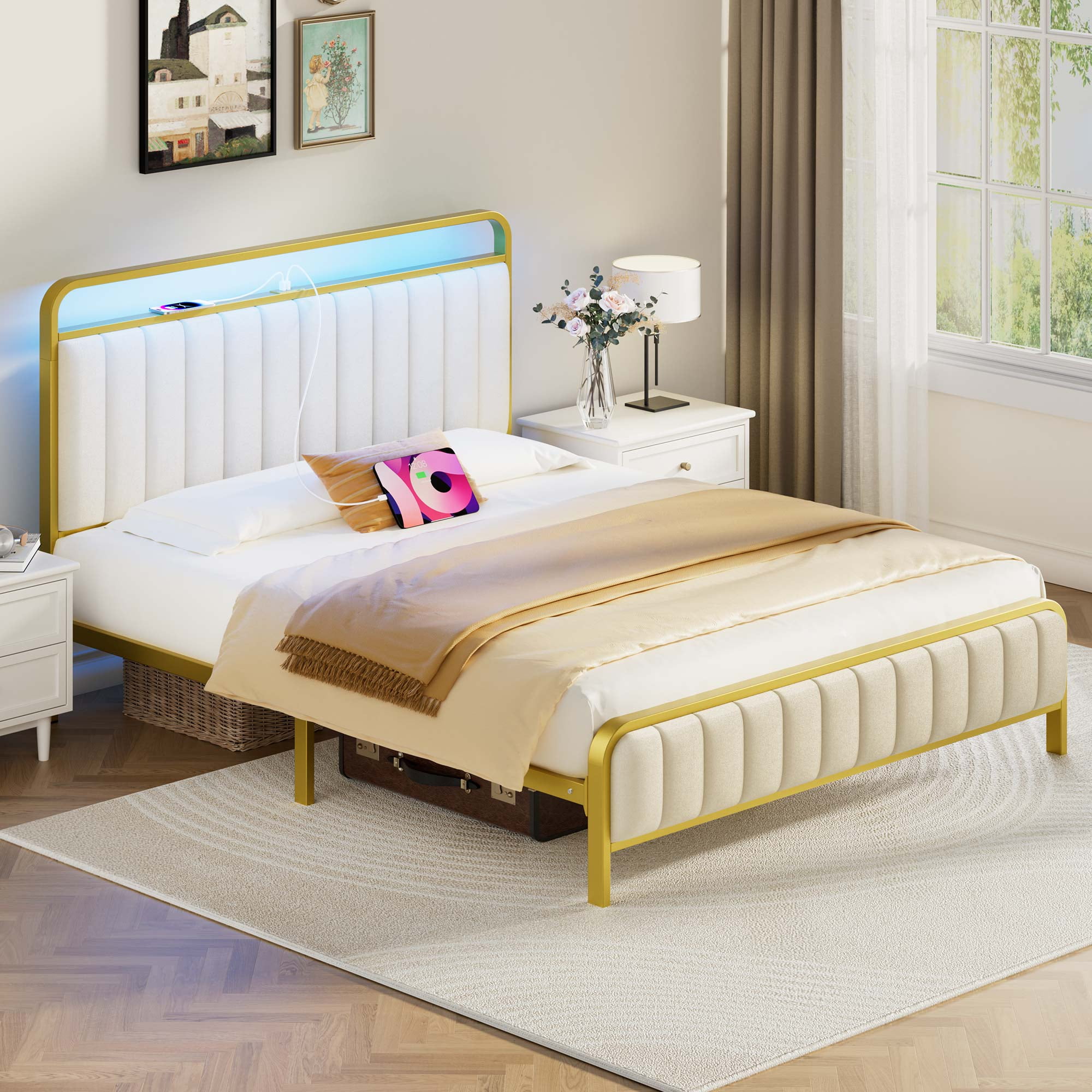 Click here for Greenstell Full Size Bed Frame With Headboard And... prices