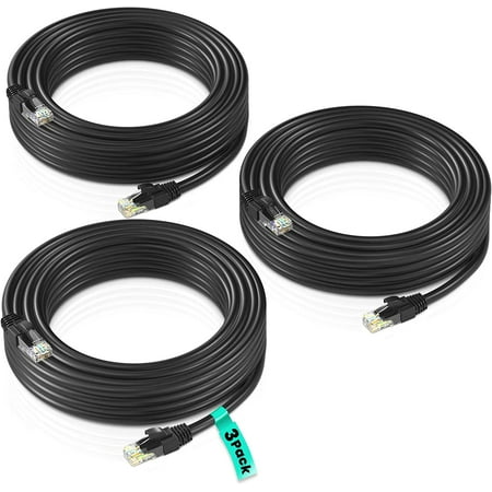 Ethernet Cables, 50 Feet (3 Pack) Cat 6 High Speed LAN, Utp, RJ45 ...
