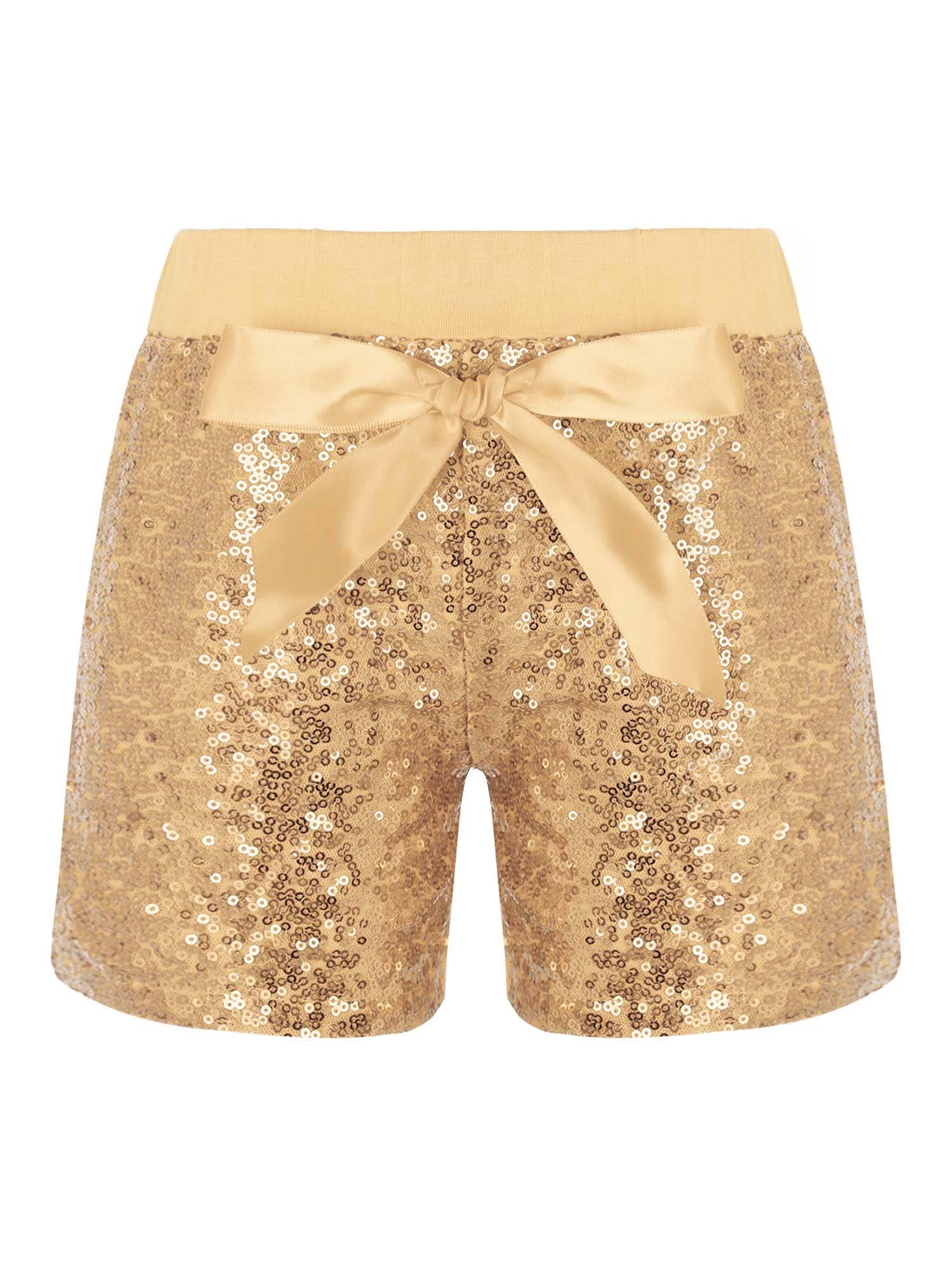 Aislor Girl's Boy's Athletic Dance Shorts Pull On Shiny Sequin Shorts ...