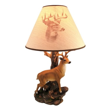 Ebros Rustic 12 Point Whitetail Deer Buck Lamp for Bedroom, Living Room ...
