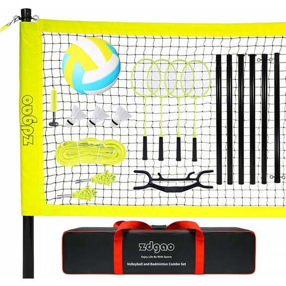 Zdgao Outdoor Combo Set: Volleyball & Badminton with Rackets, Balls for ...