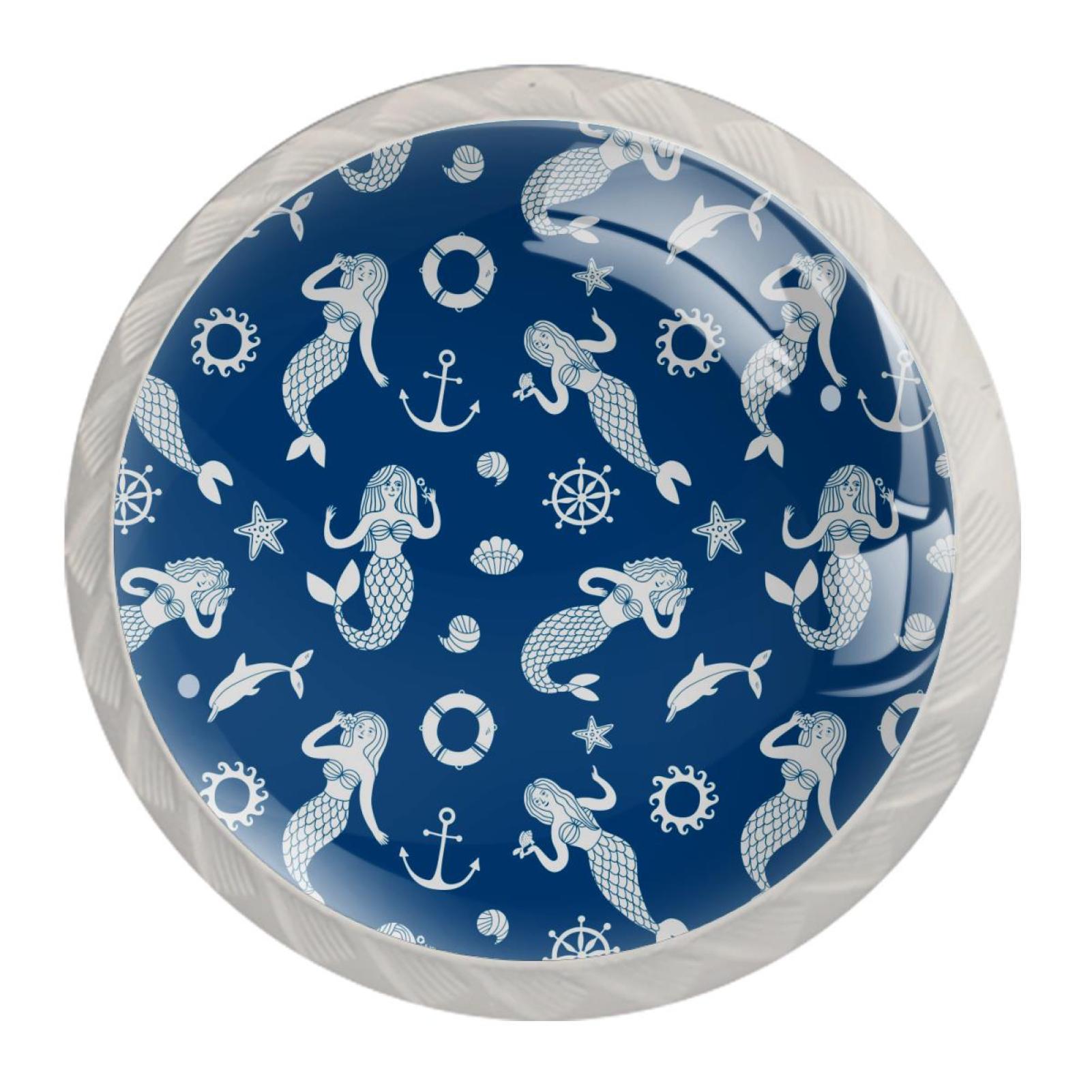 4 Pcs Cartoon Mermaids Knobs for Kitchen Cabinet Cupboard Dresser ...