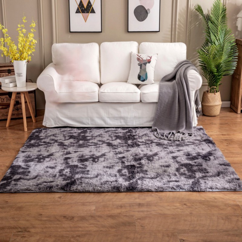 Modern Plush Fuzzy Area Rugs for Living Room 4 Ft X 6 Ft White Grey ...