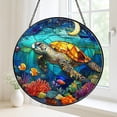 Sea Turtle Coral Reef Stained Glass Suncatcher, Ocean Marine Window ...