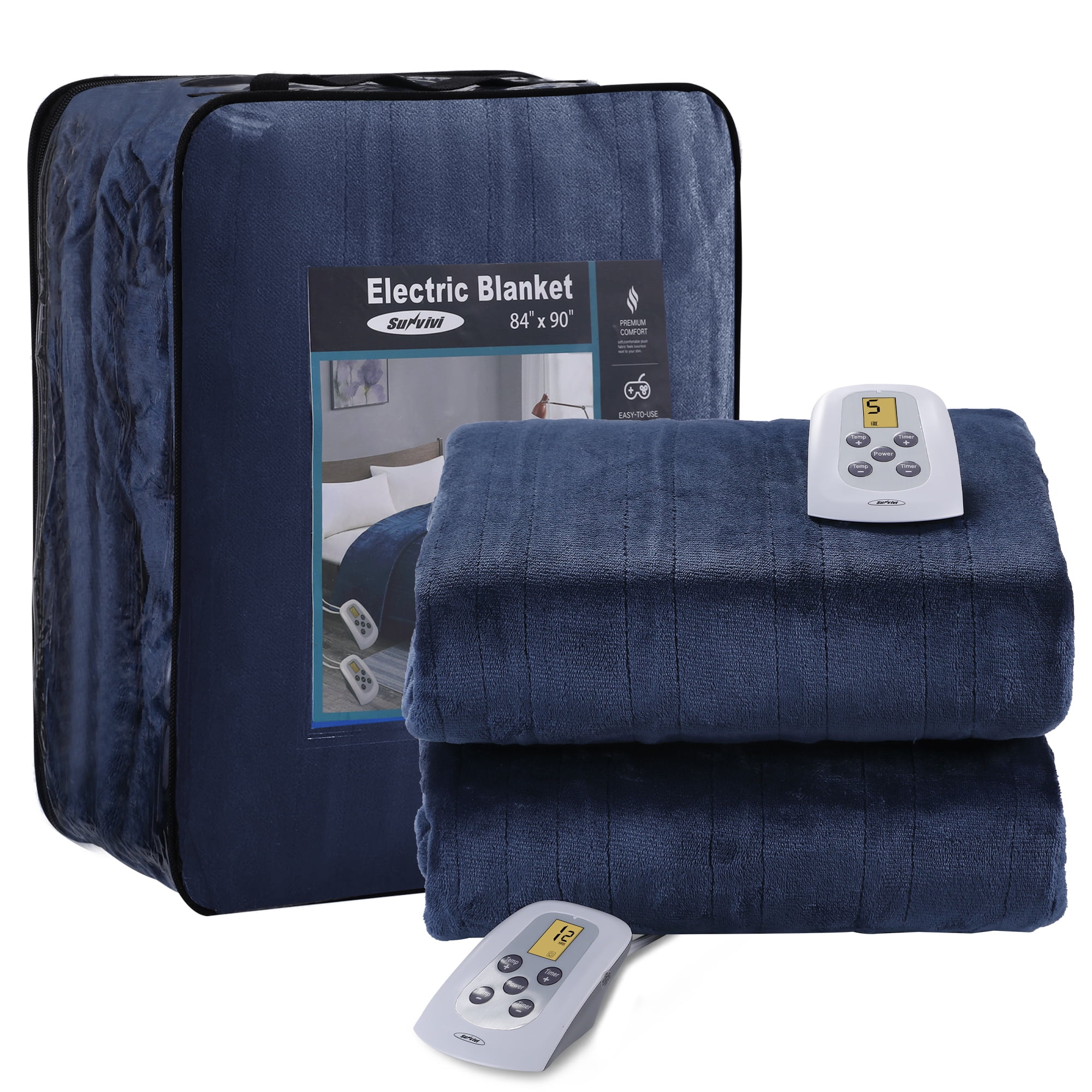 Electric Blanket King Size with Dual Controllers,10 Heating Levels& 12 ...