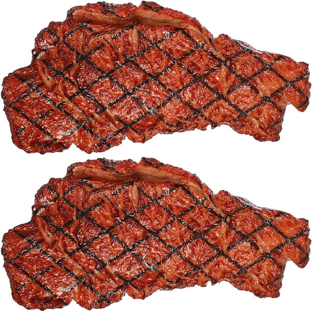 Hongchun 2 Pcs Artificial Fake Steak Props Simulation Food Fake Cooked ...