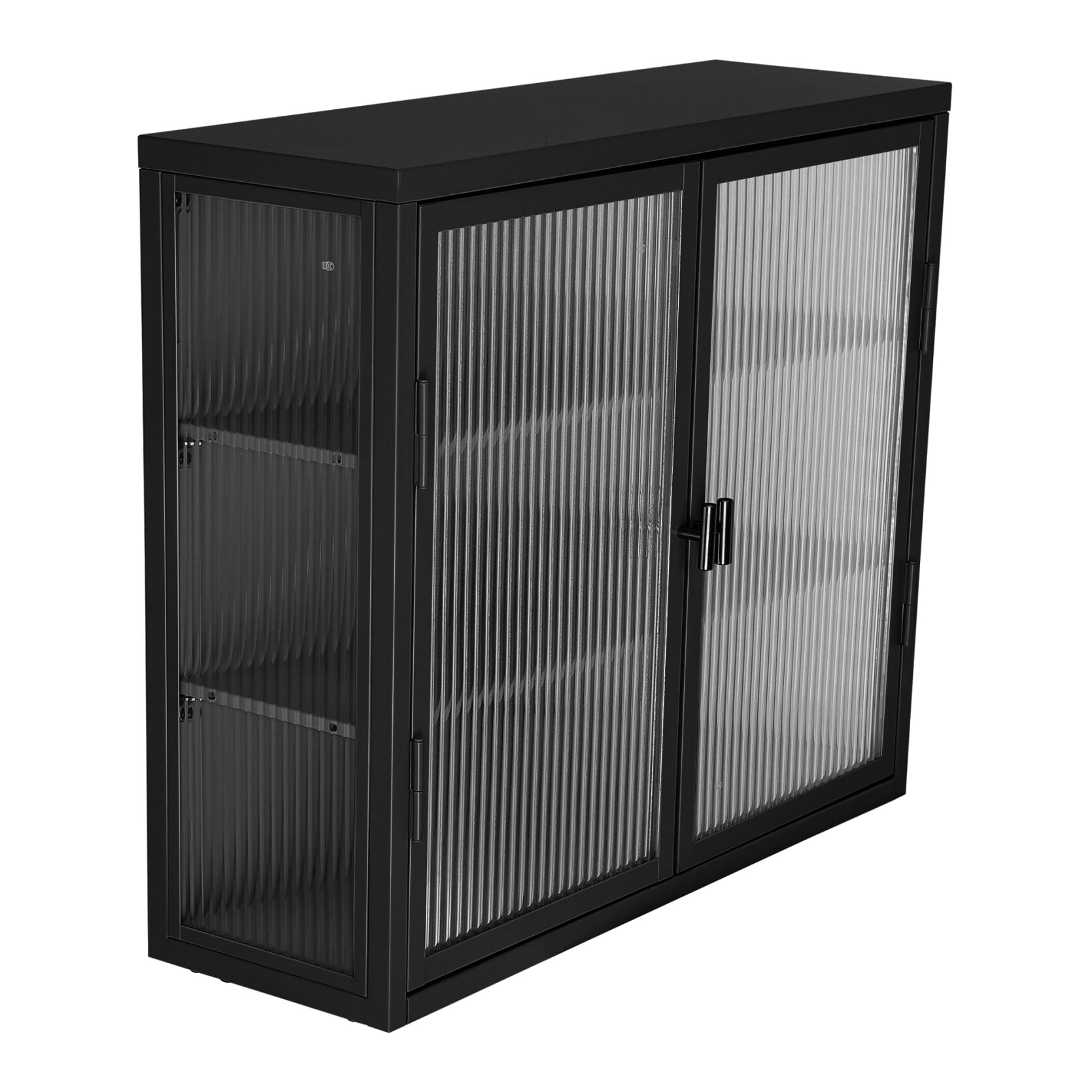 Double Glass Door Wall Cabinet, Metal Bathroom Wall Cabinet with ...