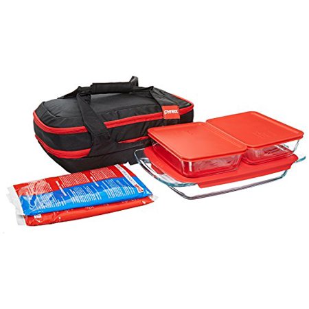 Pyrex Portable 9-Piece Double Decker Set, 1-Ea 3-Qt Easy Graboblong,Red ...