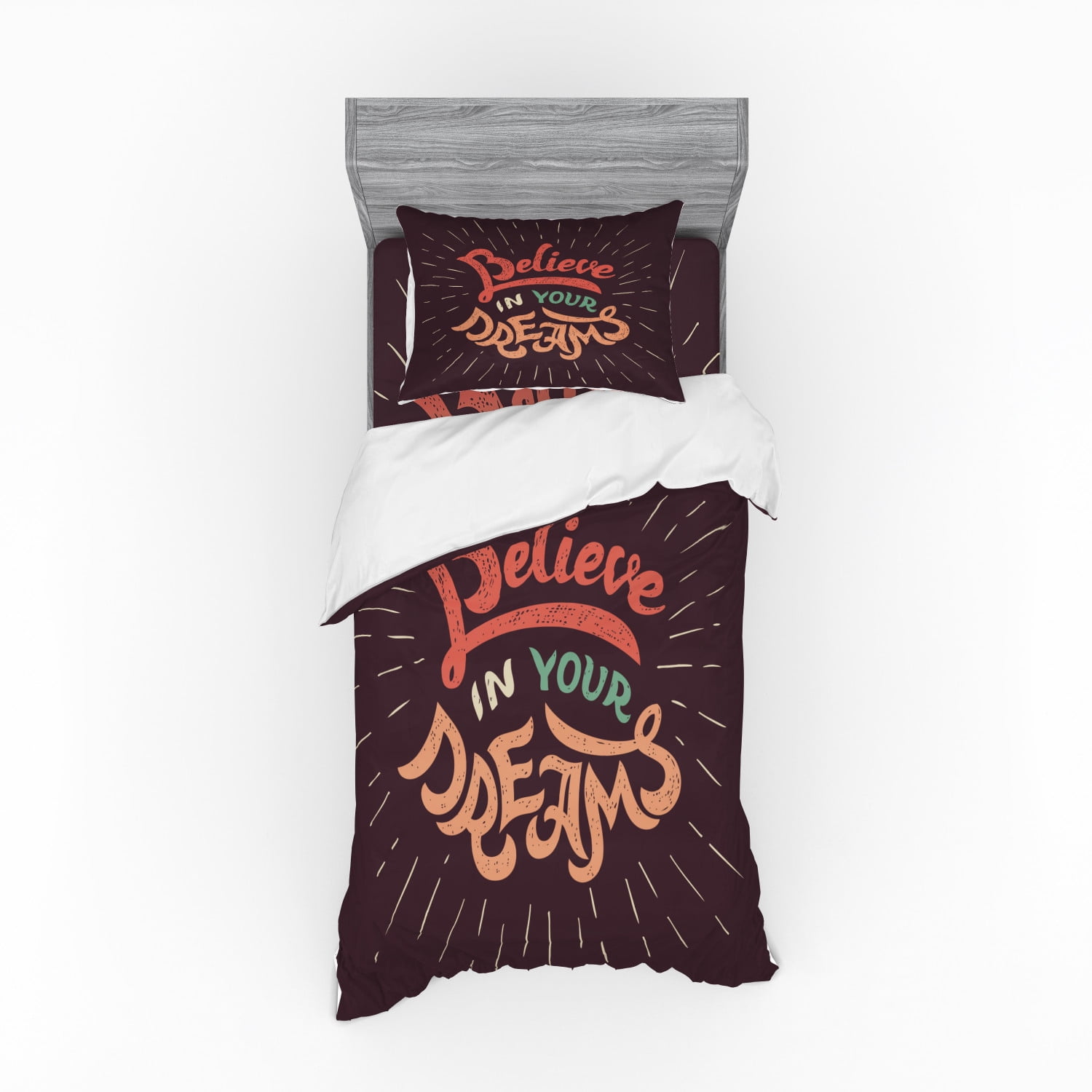 Saying Duvet Cover Set, Believe in Your Dreams Colorful Chalky ...